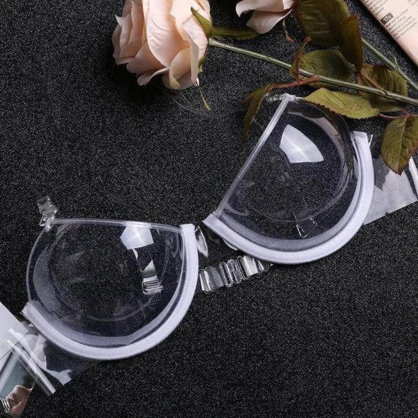 Women's Transparent Push Up Bra Reusable Ultra-thin Clear Straps Invis ...